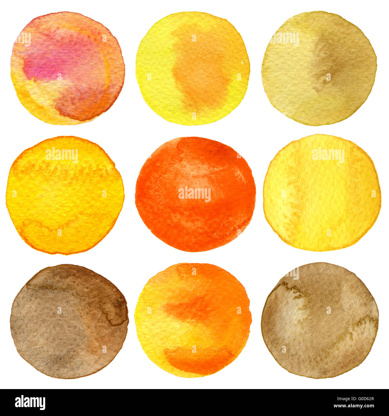 Watercolor hand painted circles collection Stock Photo - Alamy