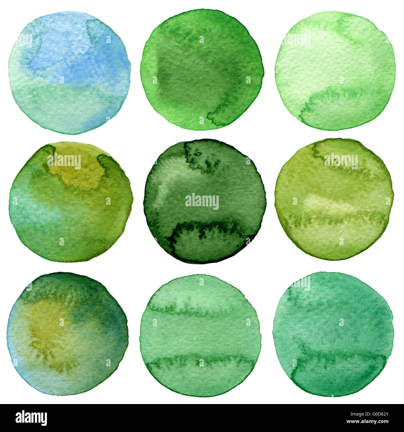 Watercolor hand painted circles collection Stock Photo - Alamy
