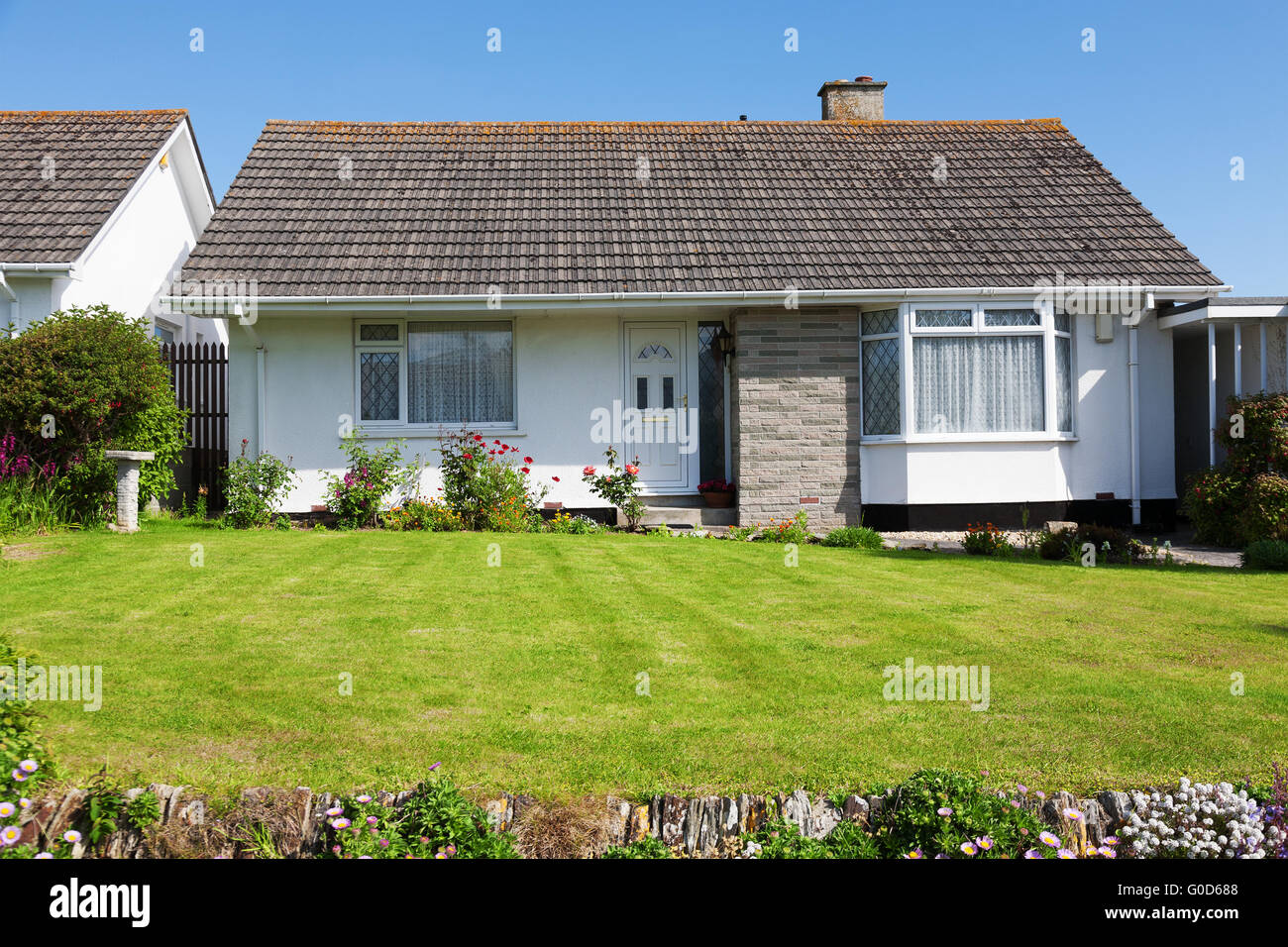 New English House with a Garden Stock Photo - Alamy