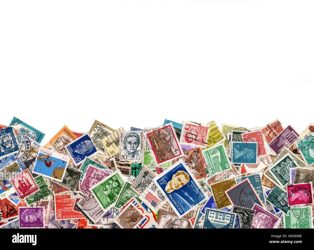 Hundreds of postage stamps from many different countries Stock Photo ...