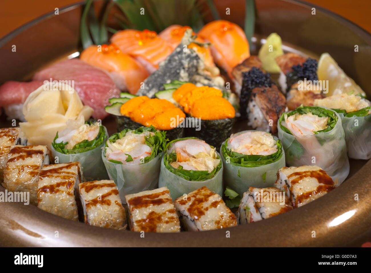 fresh sushi choice combination assortment selection Stock Photo - Alamy