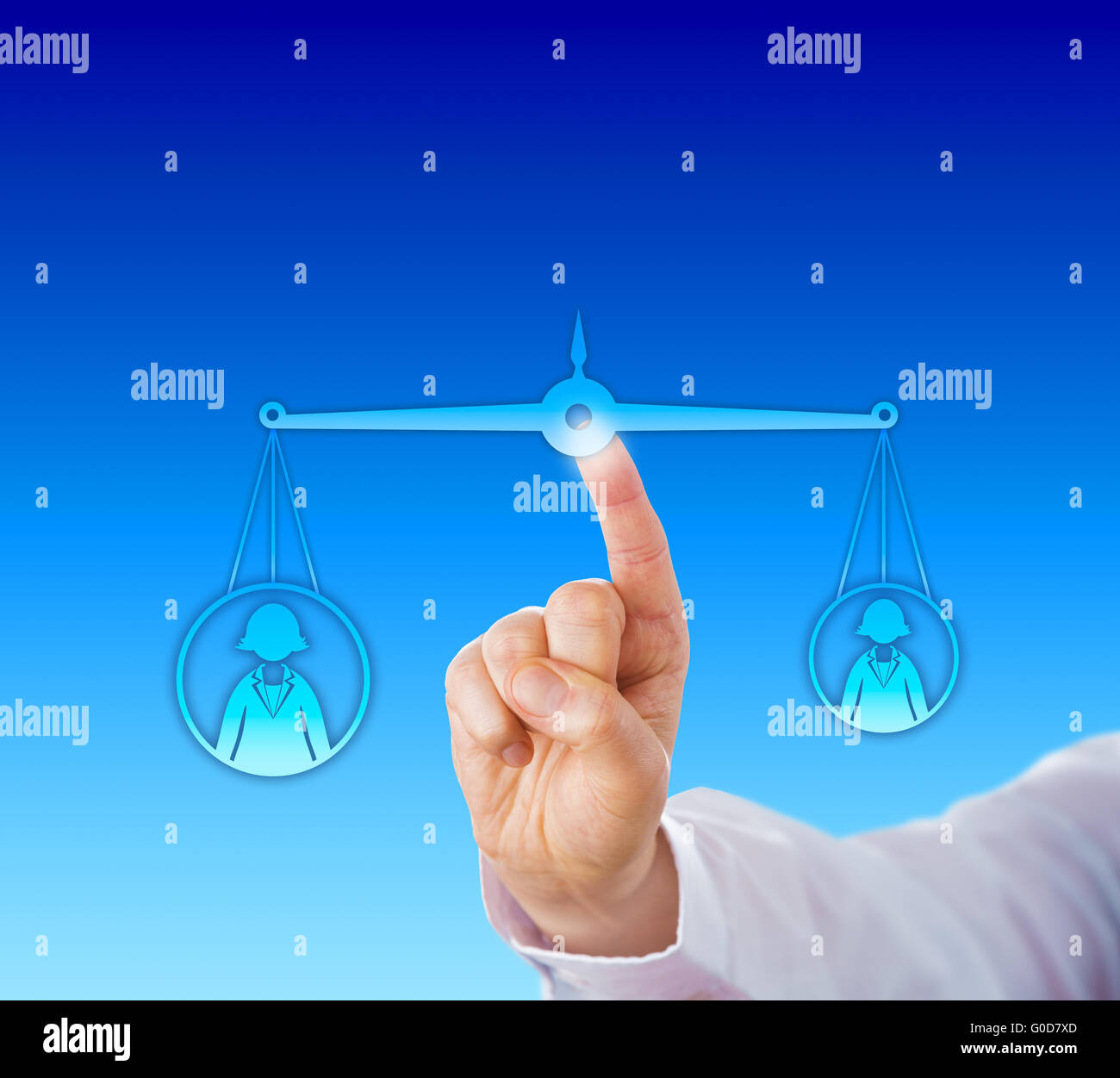 Balancing Out A Heavy Versus A Light Female Worker Stock Photo - Alamy
