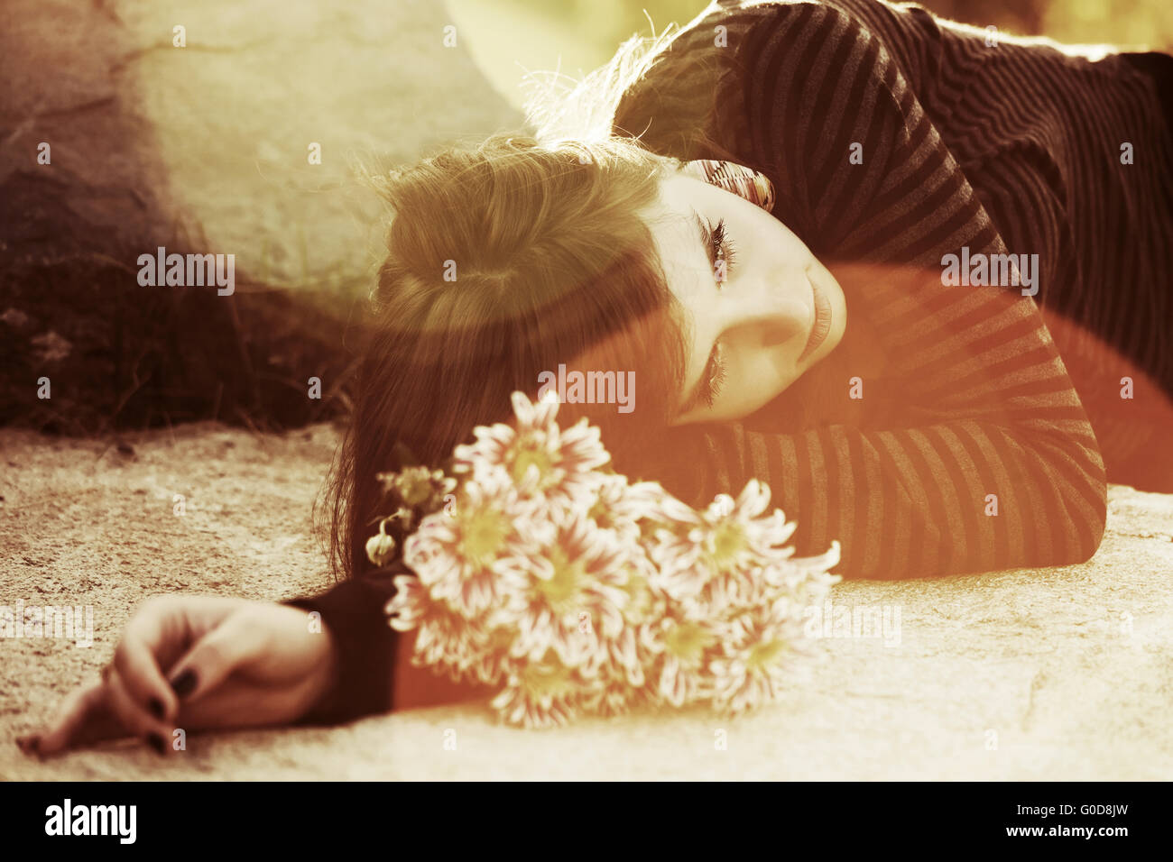 Young woman lying down dead hi-res stock photography and images - Alamy