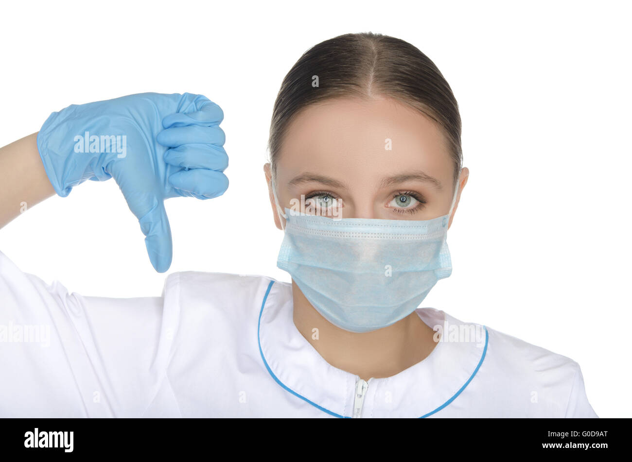 Doctor in gloves makes a disapproving gesture Stock Photo - Alamy