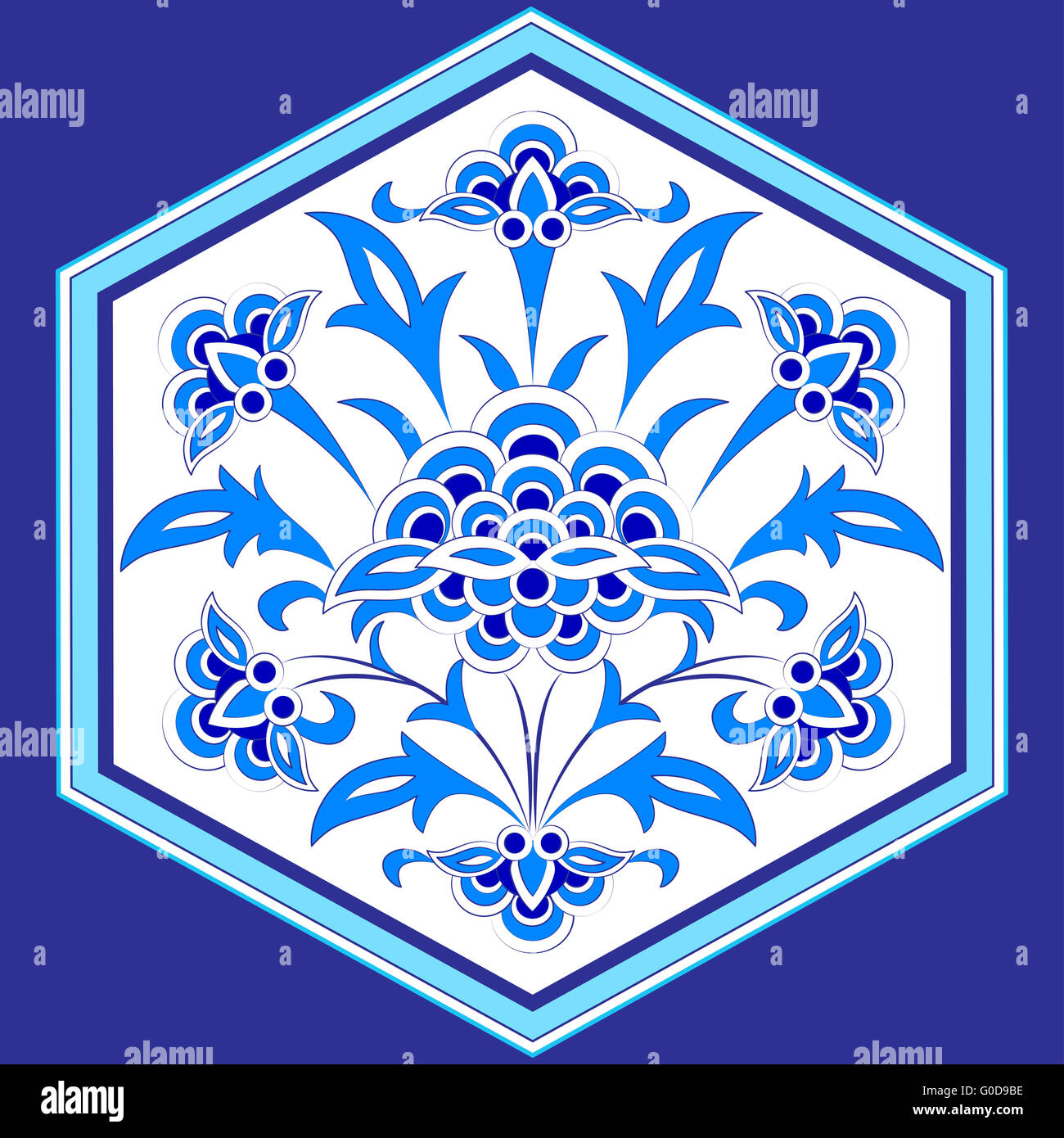 designed with shades of blue ottoman pattern series twelve Stock Photo ...