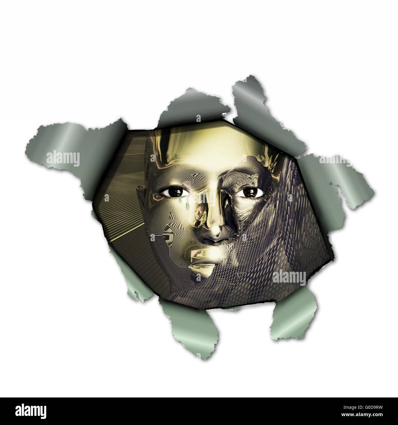 Torn paper face depressed hi-res stock photography and images - Alamy