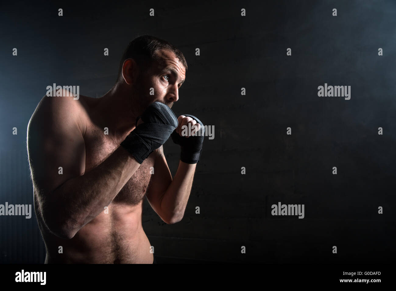 young boxer in light weight with bare-chested Stock Photo - Alamy