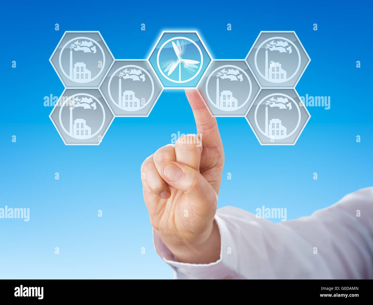 Hexagonal Wind Power Icon Selected Stock Photo - Alamy