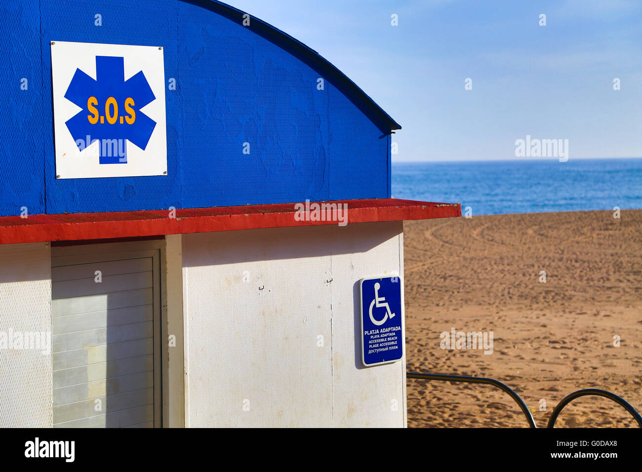 SOS station handicapped accessible on the beach Stock Photo - Alamy