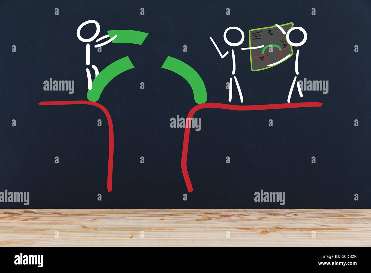 Panel stick figures to build a bridge Stock Photo - Alamy