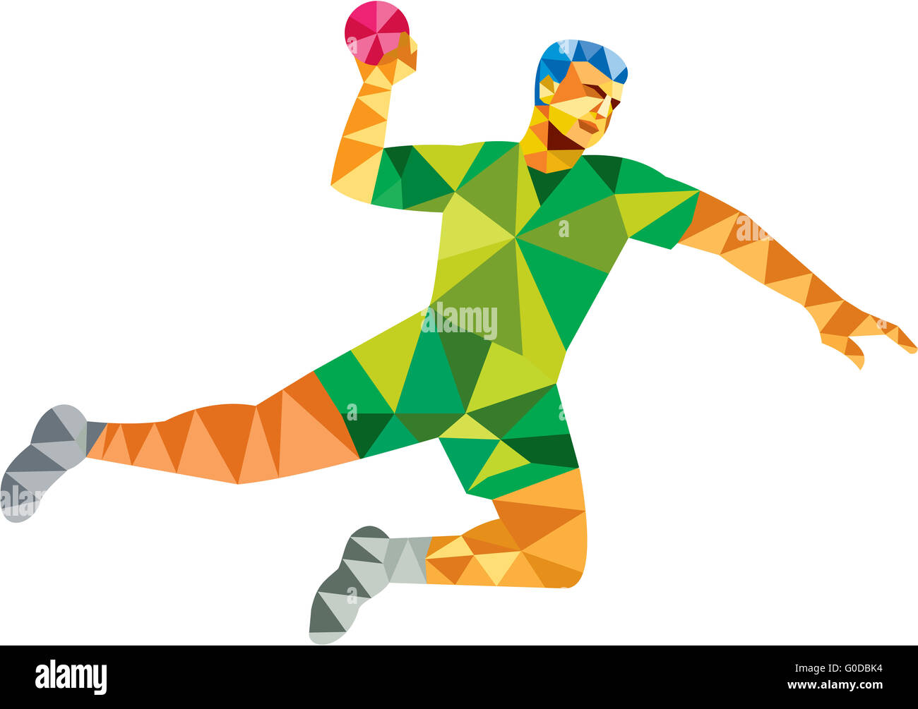 Handball Player Jumping Throwing Ball Low Polygon Stock Photo - Alamy