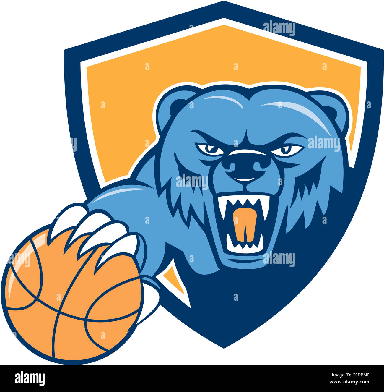 Grizzly Bear Angry Head Basketball Shield Cartoon Stock Photo - Alamy