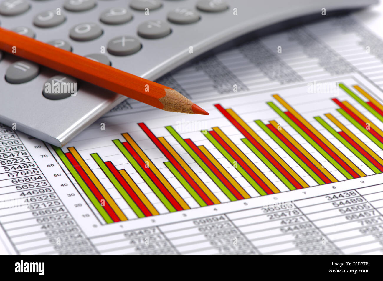 finance calculation with chart and pen Stock Photo - Alamy