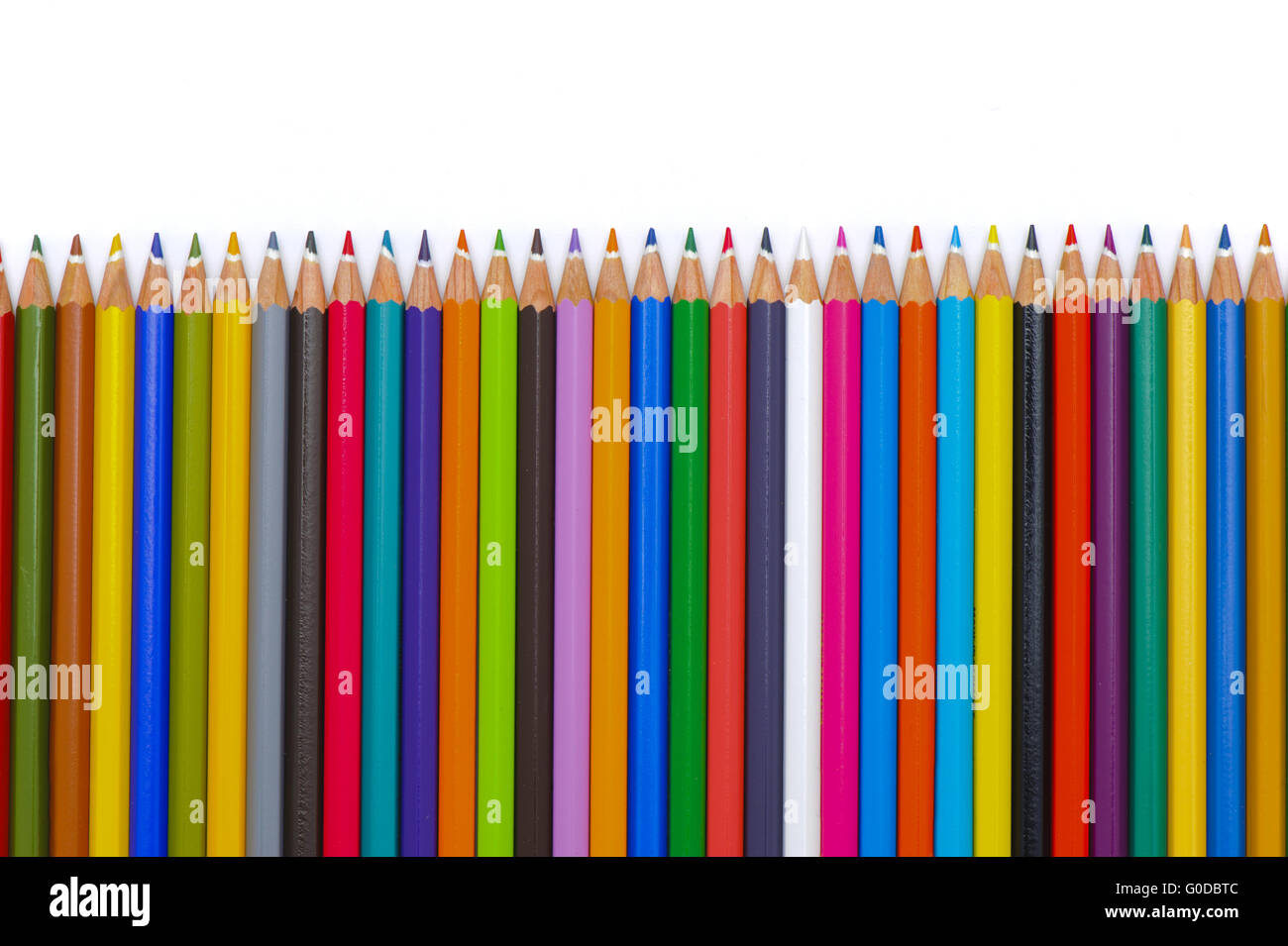 crayons in row isolated over white Stock Photo - Alamy