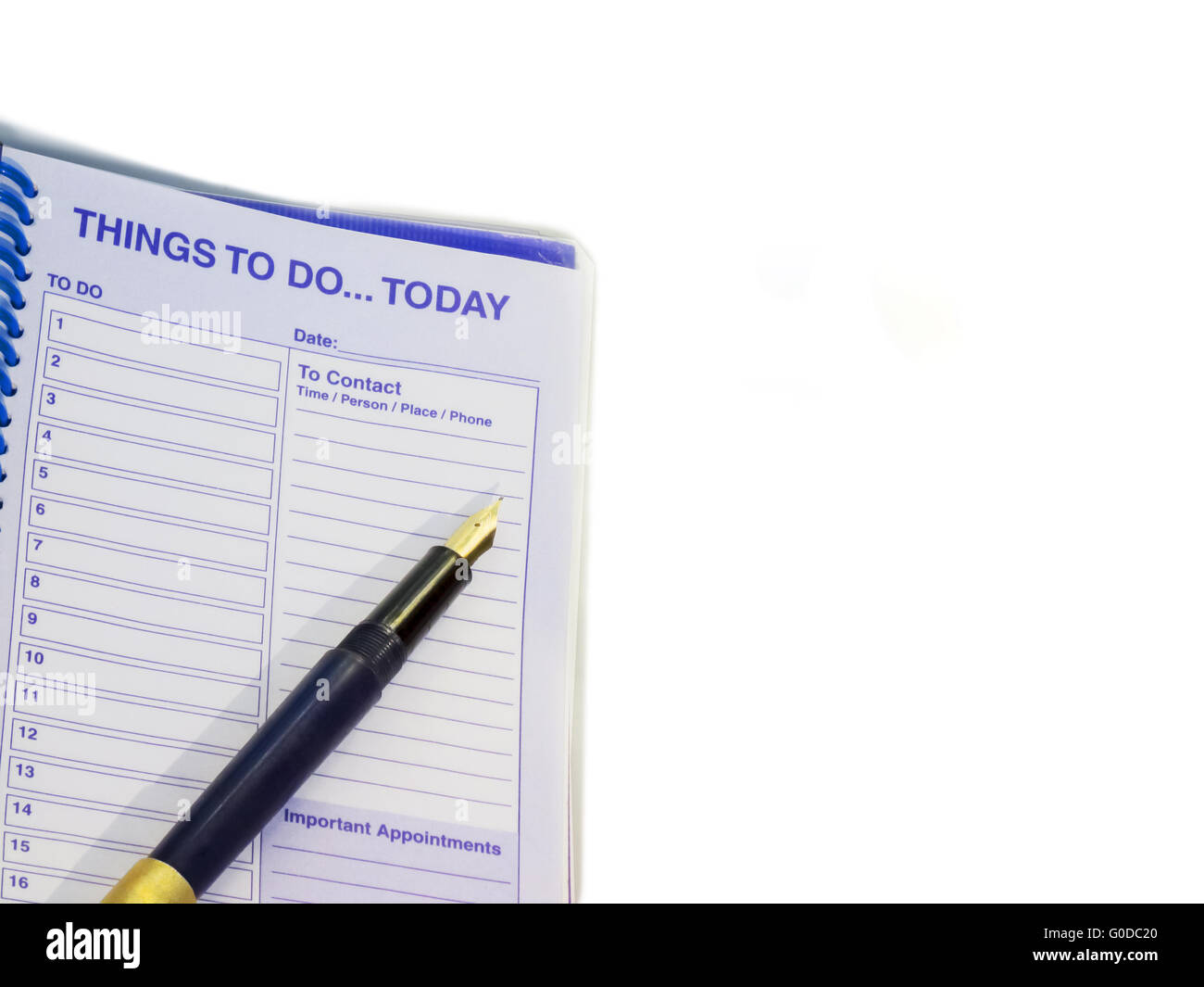 Things to do today...Pen and appointment notebook Stock Photo - Alamy