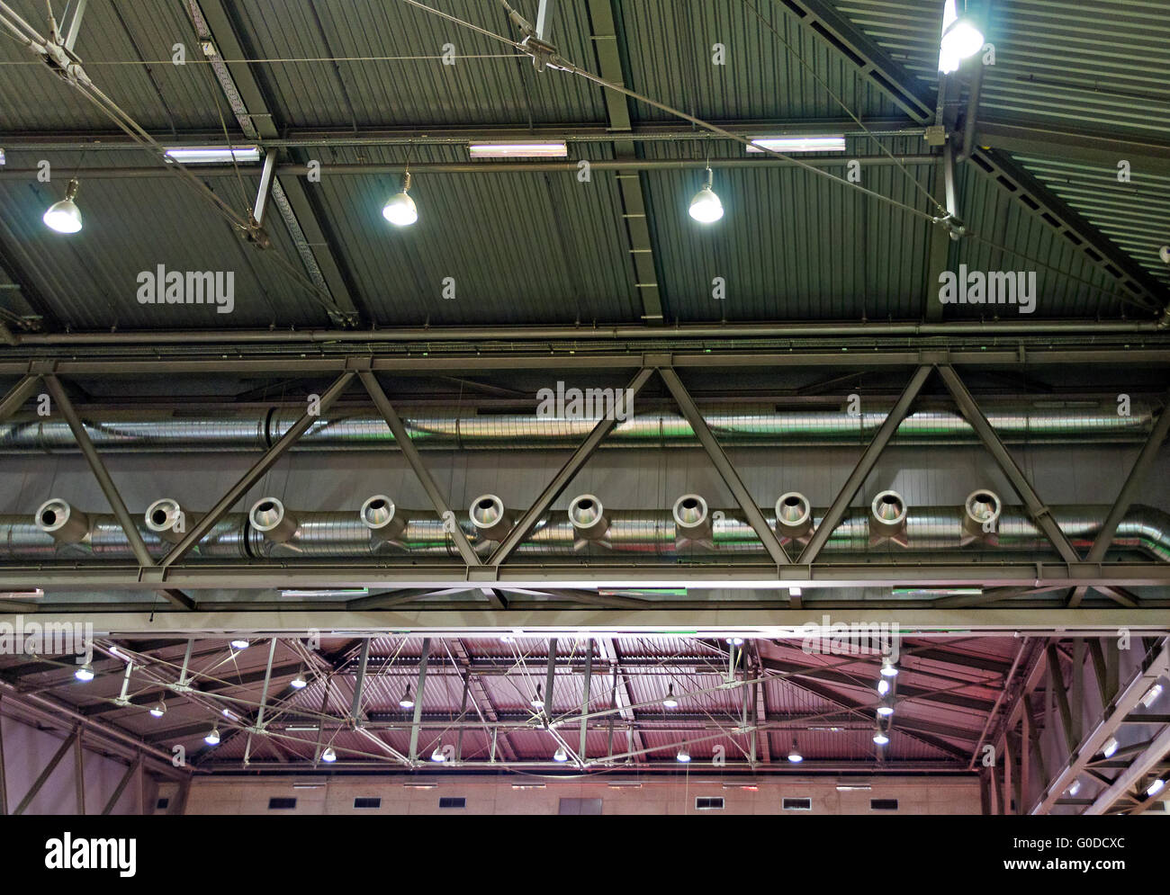 ventilation and lightning at an exhibition hall Stock Photo - Alamy