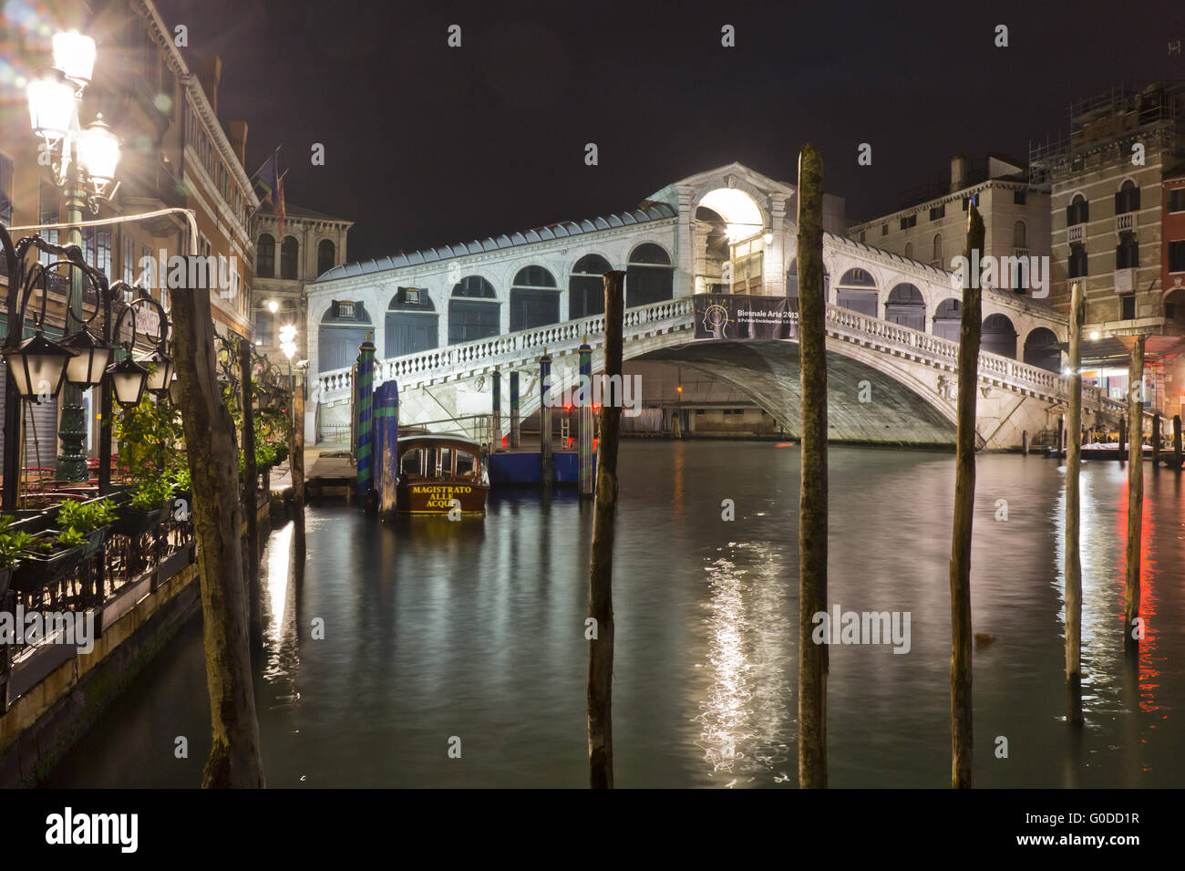 Venice, Italy, Rialto bridge by night Stock Photo - Alamy
