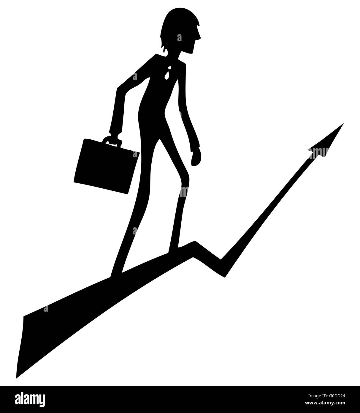 Vector. Businessman rises up through the arrow Stock Photo - Alamy