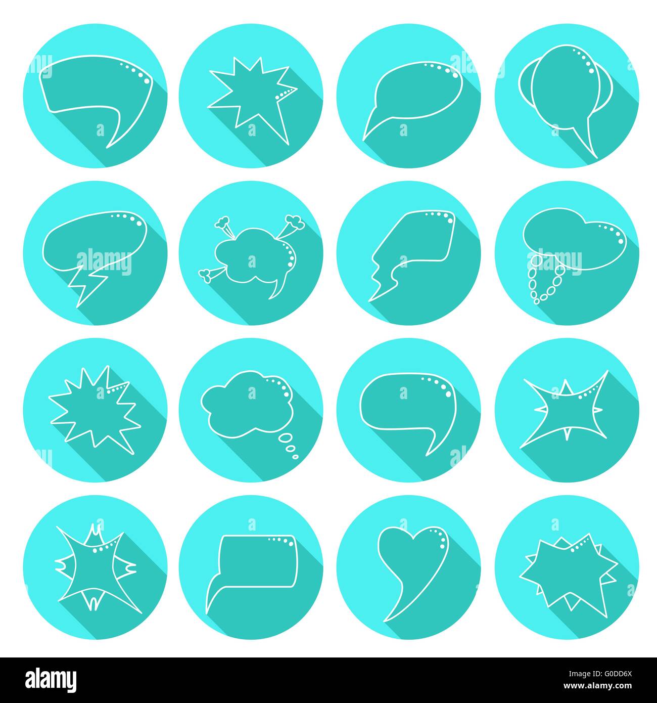 Speech bubbles set in blue rounds in thin line style Stock Vector Image ...