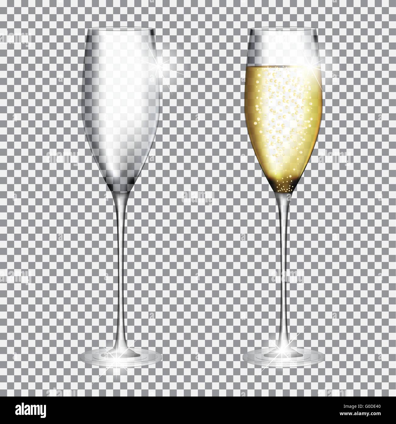 Glass of Champagne Full and Empty on Transparent Background Vect Stock ...