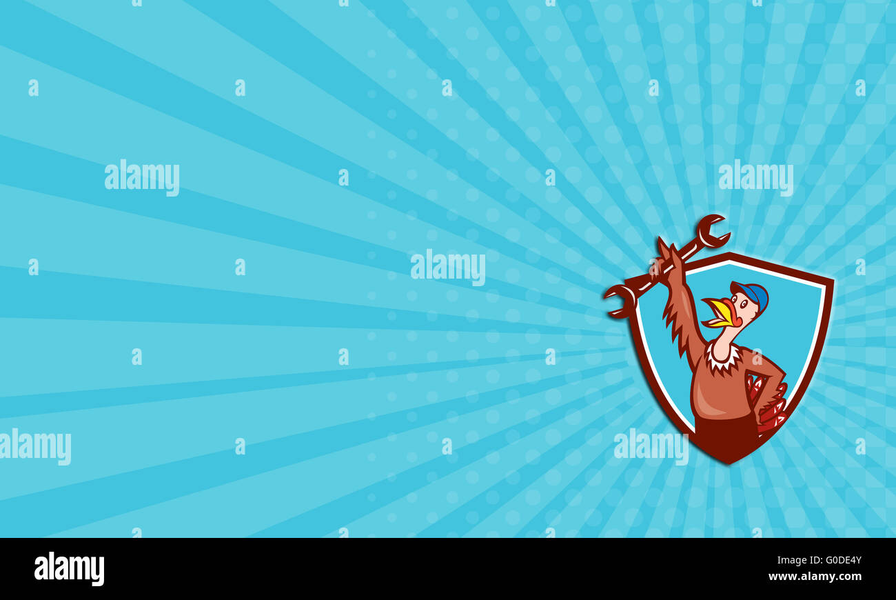 Business card Turkey Mechanic Spanner Shield Cartoon Stock Photo - Alamy