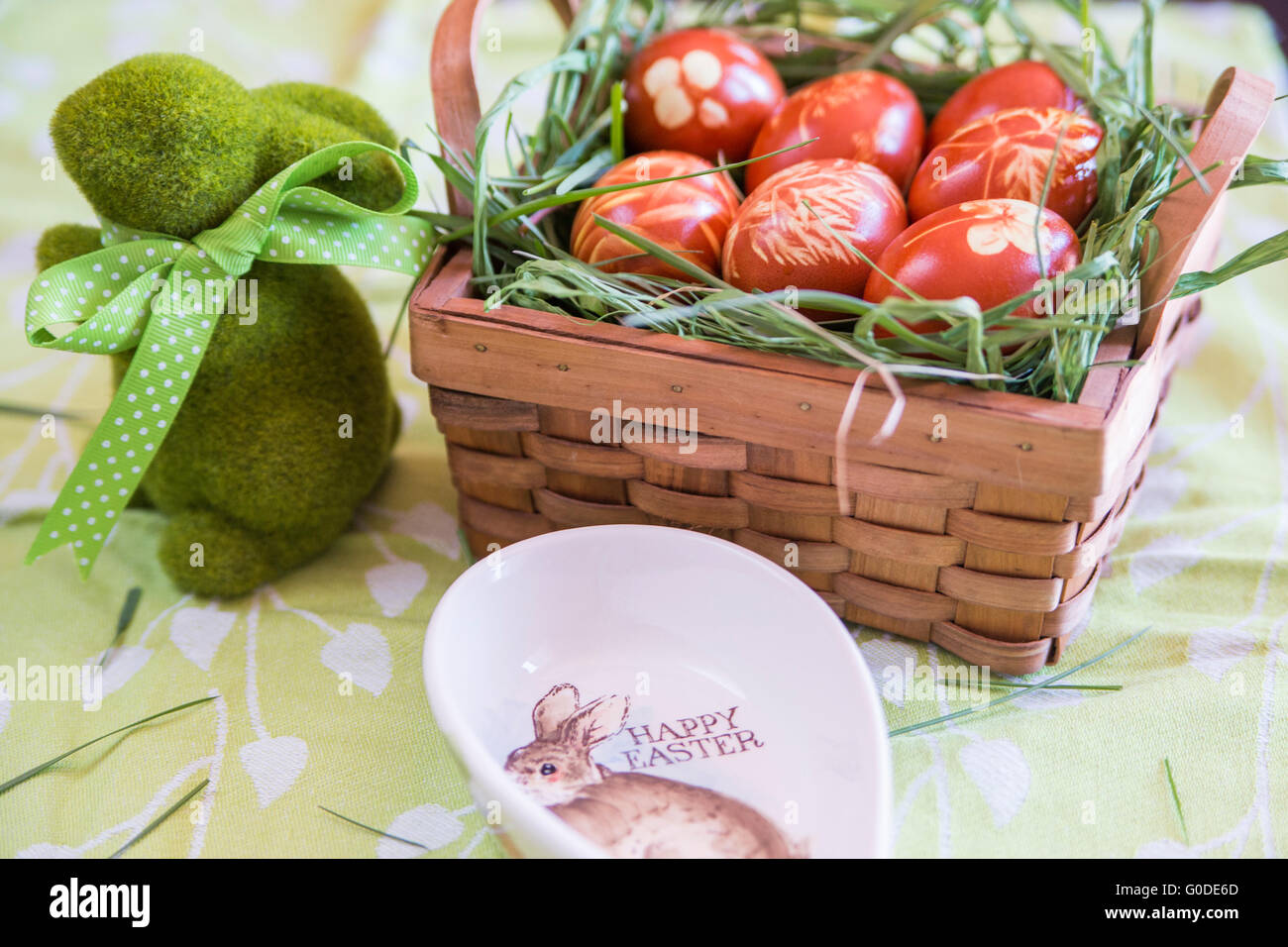 Romanian traditional easter eggs in a basket Stock Photo - Alamy