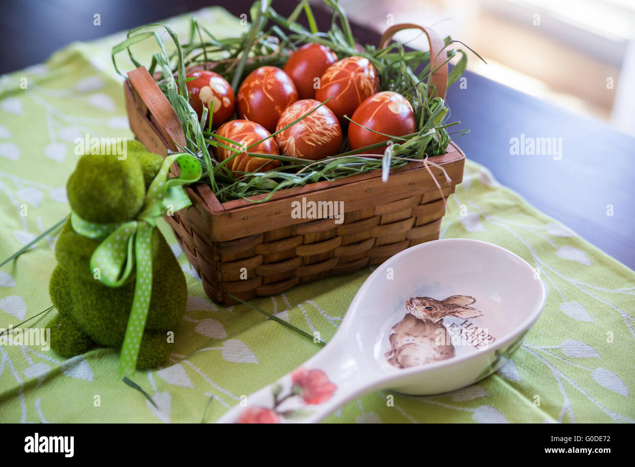 Romanian traditional easter eggs in a basket Stock Photo - Alamy