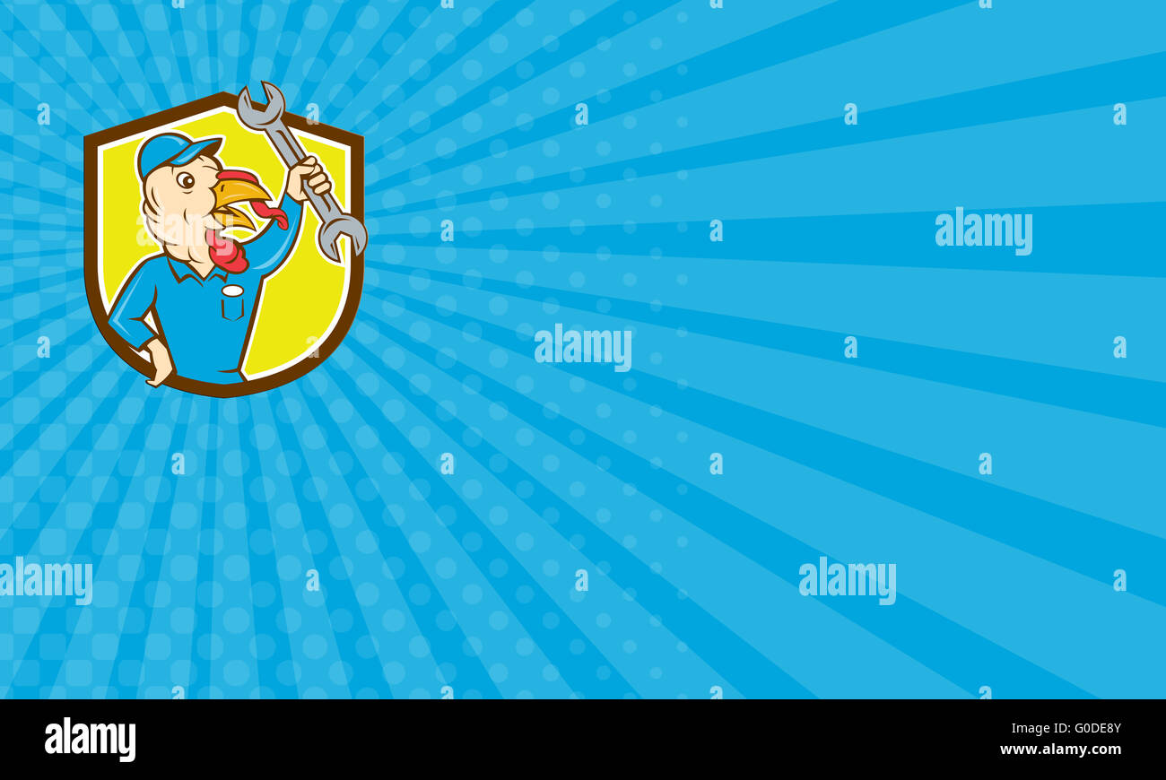 Business card Turkey Mechanic Spanner Shield Cartoon Stock Photo - Alamy