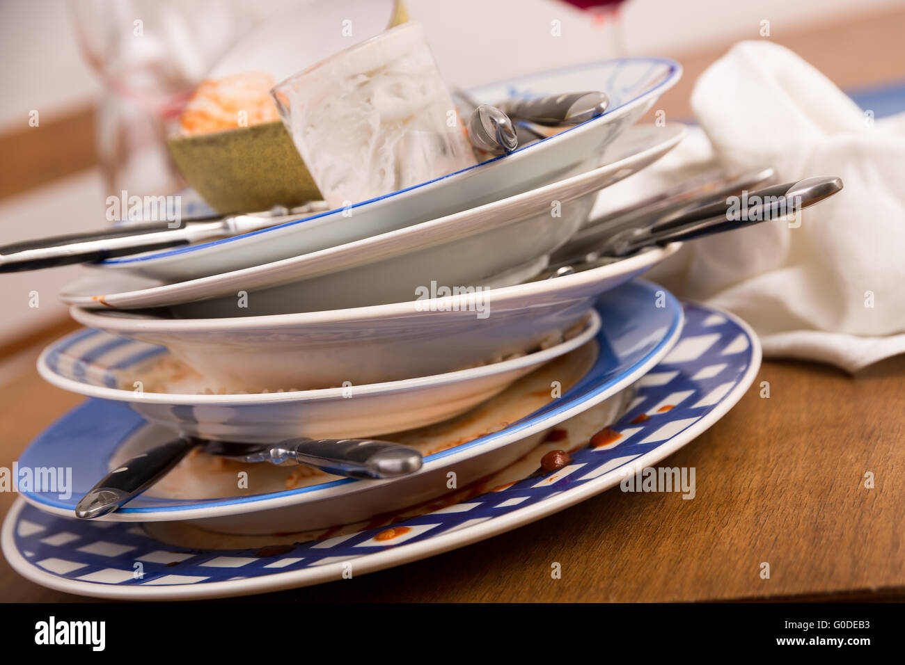 Set of dirty dishes Stock Photo - Alamy
