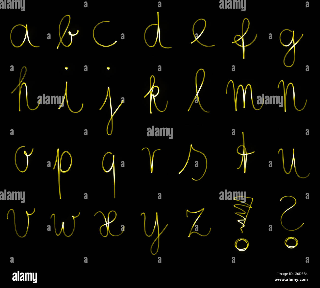 Flourescent letters of the alphabet Stock Photo - Alamy
