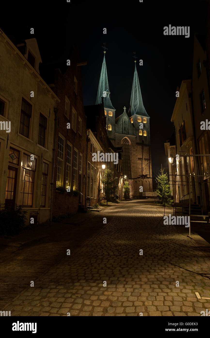 Illuminated Dutch church Stock Photo - Alamy