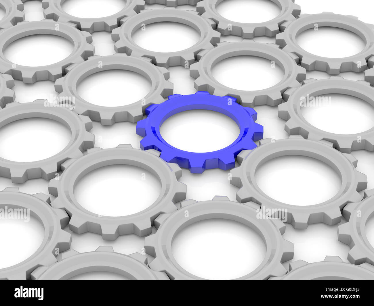 blue gear among the gray on a white background. The concept of ...