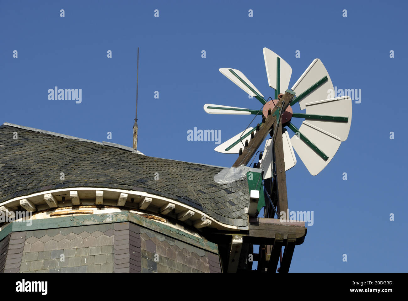 Fantail on the Windmill in Wyk Stock Photo - Alamy