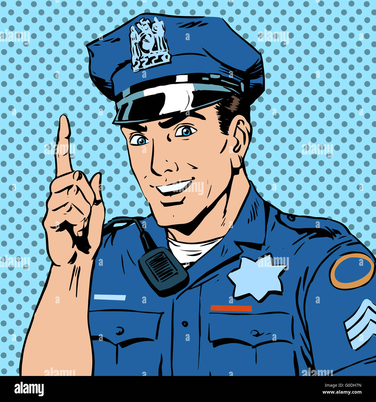 police officer warns draws attention profession smile law and or Stock ...