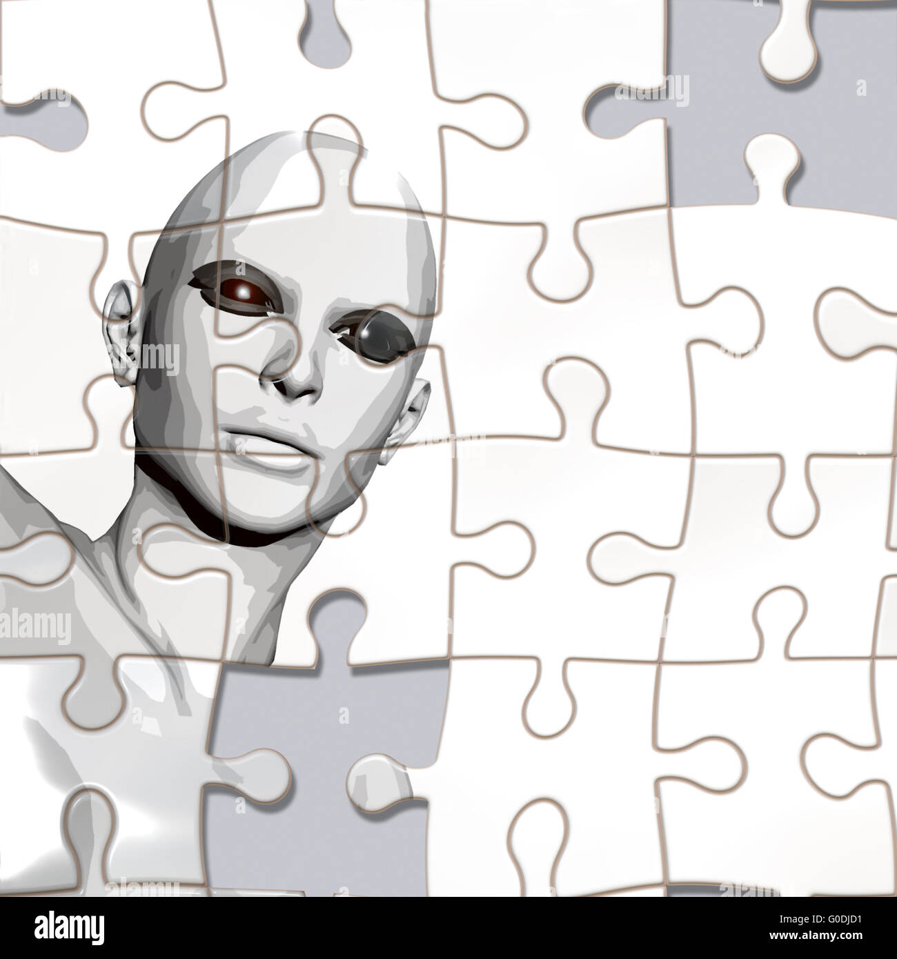 puzzle with face Stock Photo - Alamy