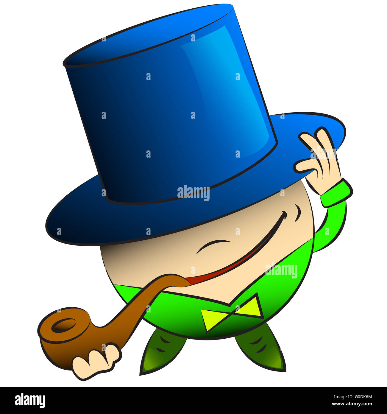 vector cartoon round man in a hat and a pipe Stock Photo - Alamy