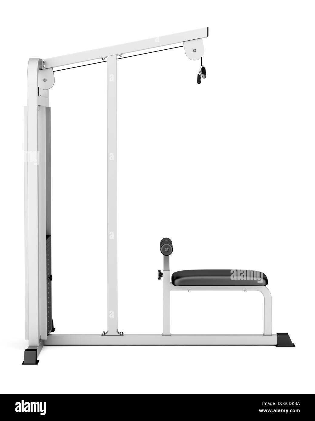 gym pull-down machine isolated on white background Stock Photo - Alamy