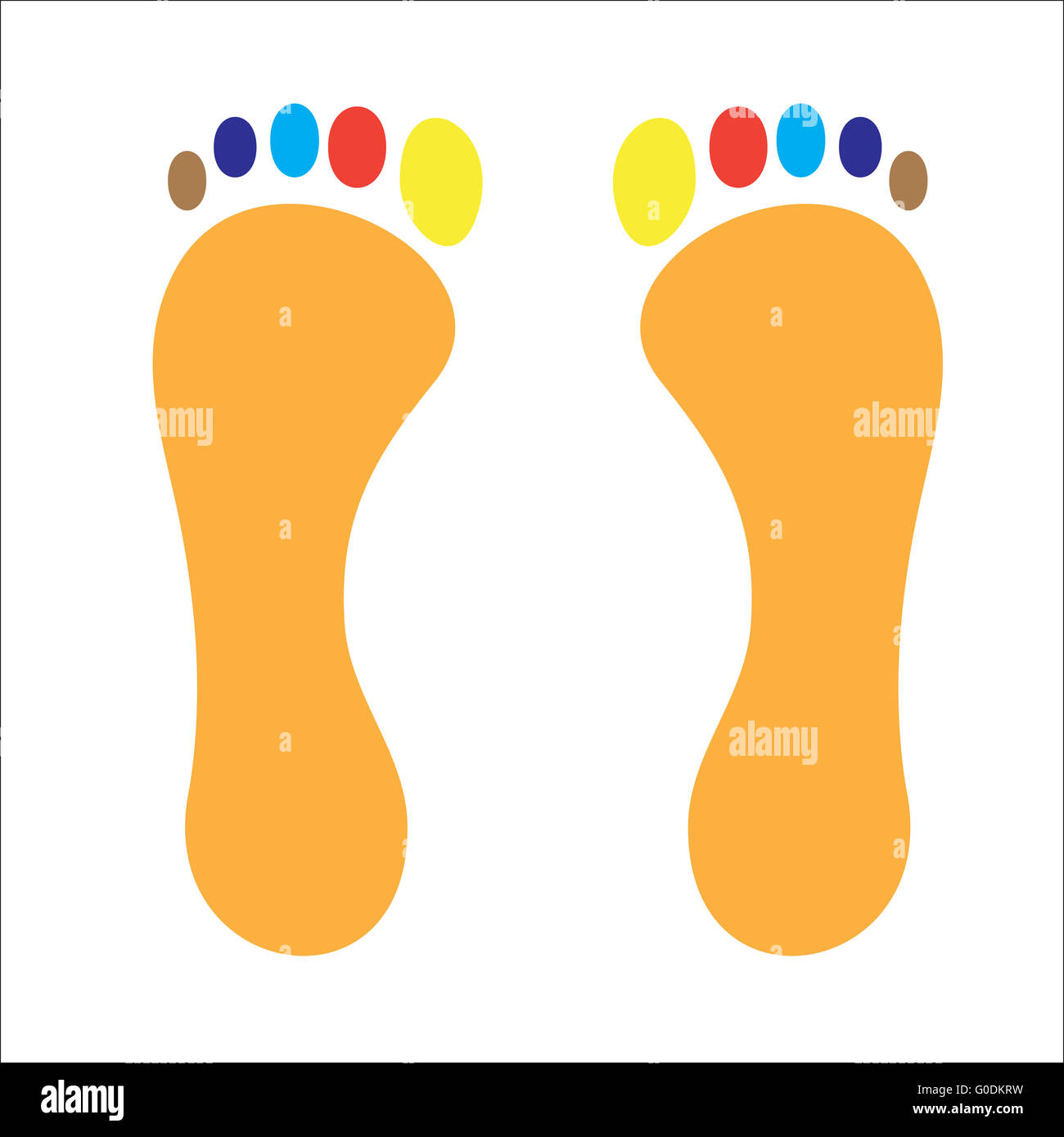 Stop footprint of man colored fingers Stock Photo - Alamy