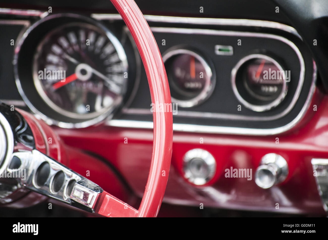 Dashboard of classic sport vintage car closeup Stock Photo - Alamy