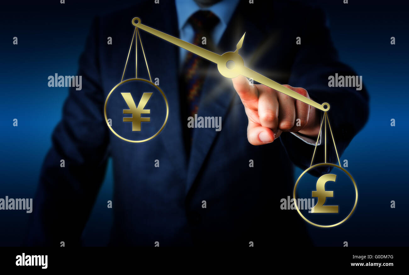 Pound Sterling Outweighing The Yuan On A Balance Stock Photo - Alamy