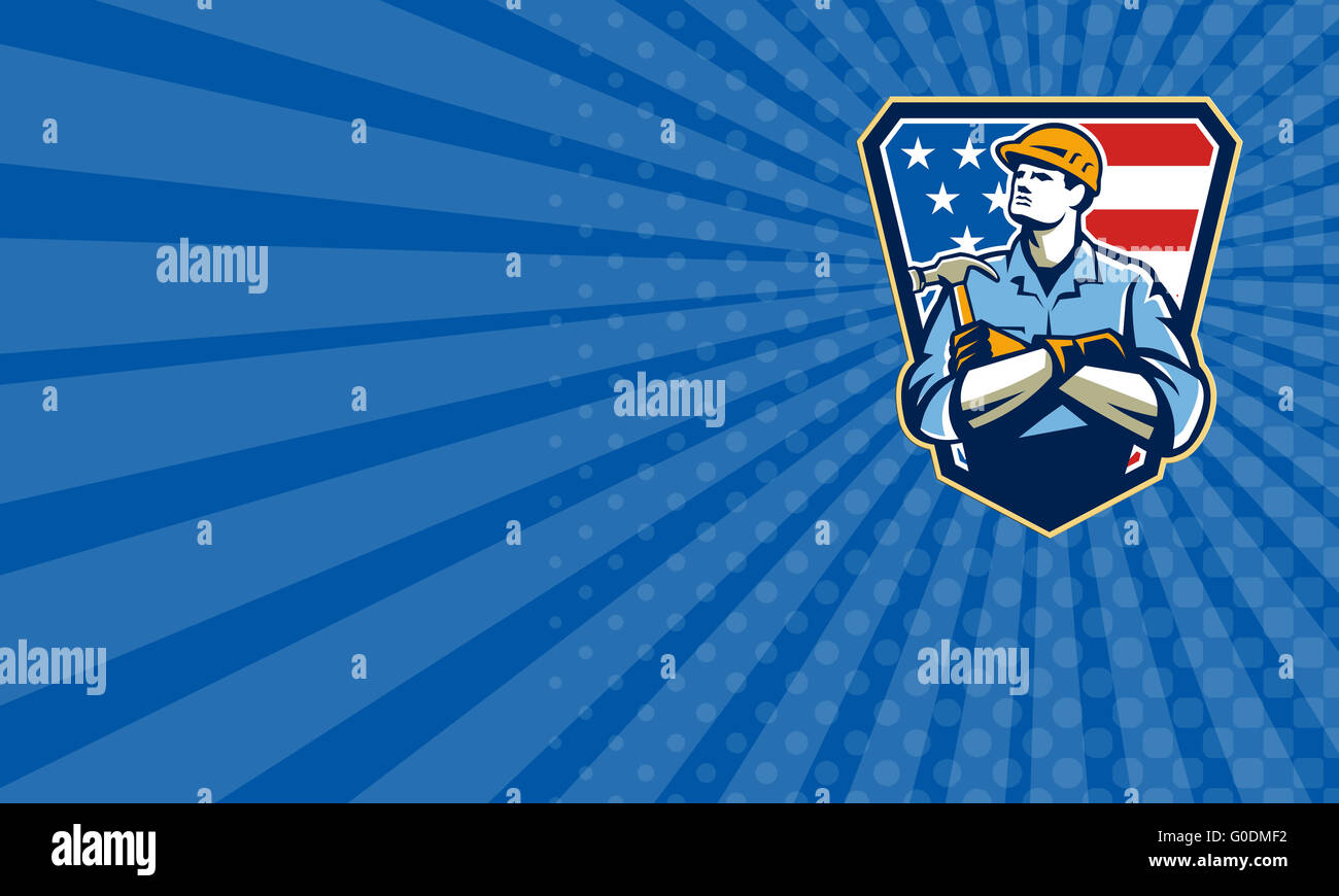 Business card American Builder Carpenter Hammer Crest Retro Stock Photo ...