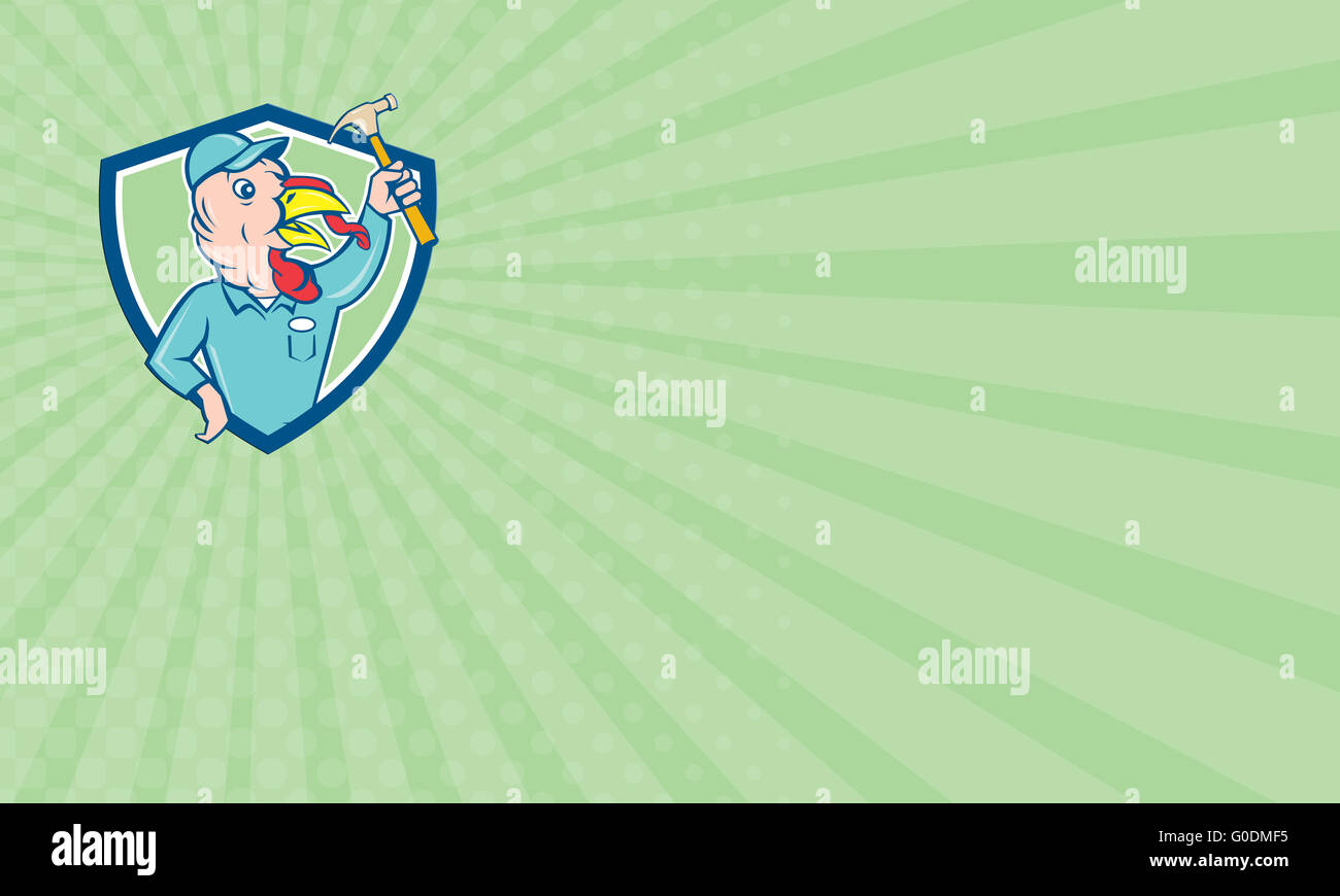 Business card Turkey Builder Hammer Shield Cartoon Stock Photo - Alamy