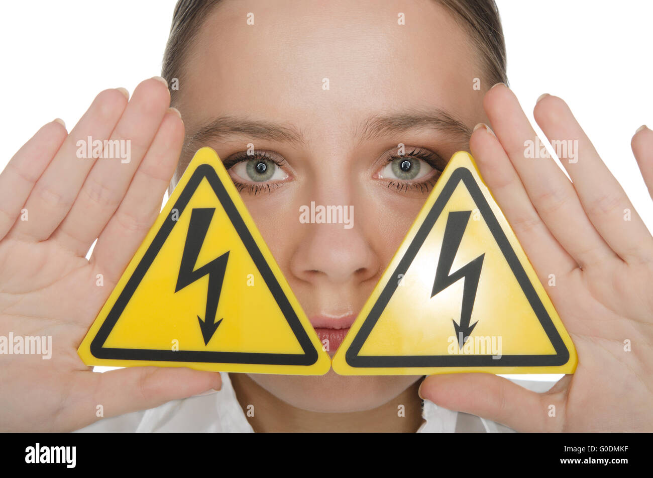 Portrait of a woman with characters lightning Stock Photo - Alamy