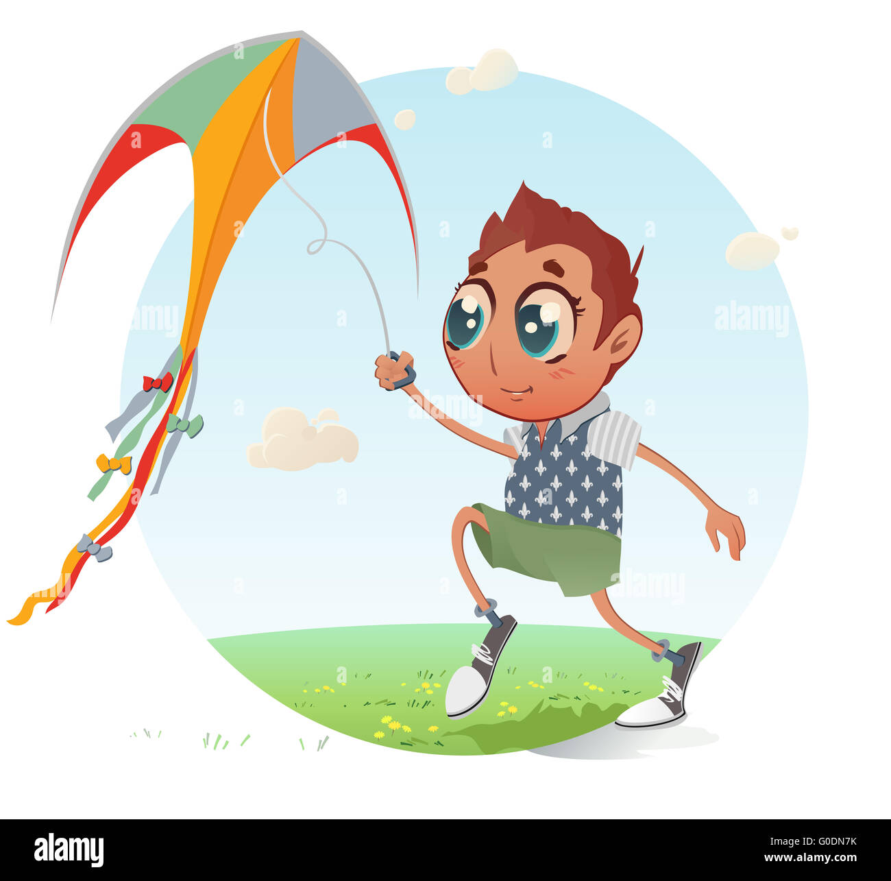 Boy flies his Kite Stock Photo - Alamy