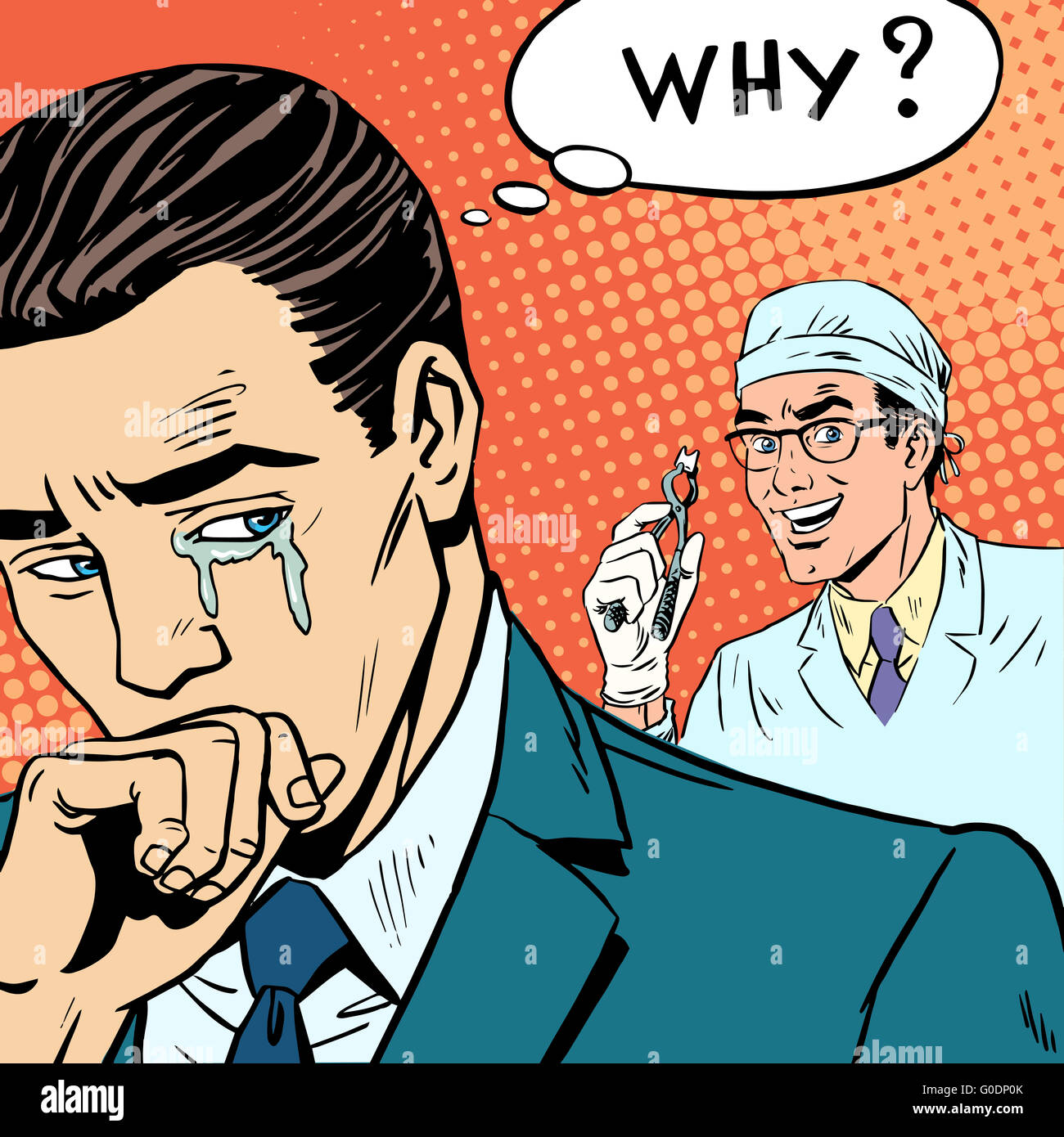 Dentistry male doctor pulled a tooth is crying Stock Photo - Alamy