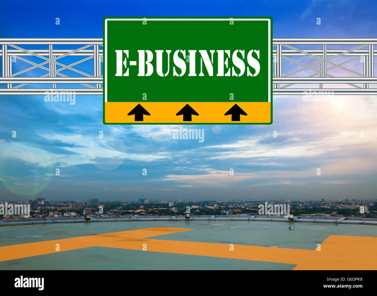 Green Route Sign concept Stock Photo - Alamy
