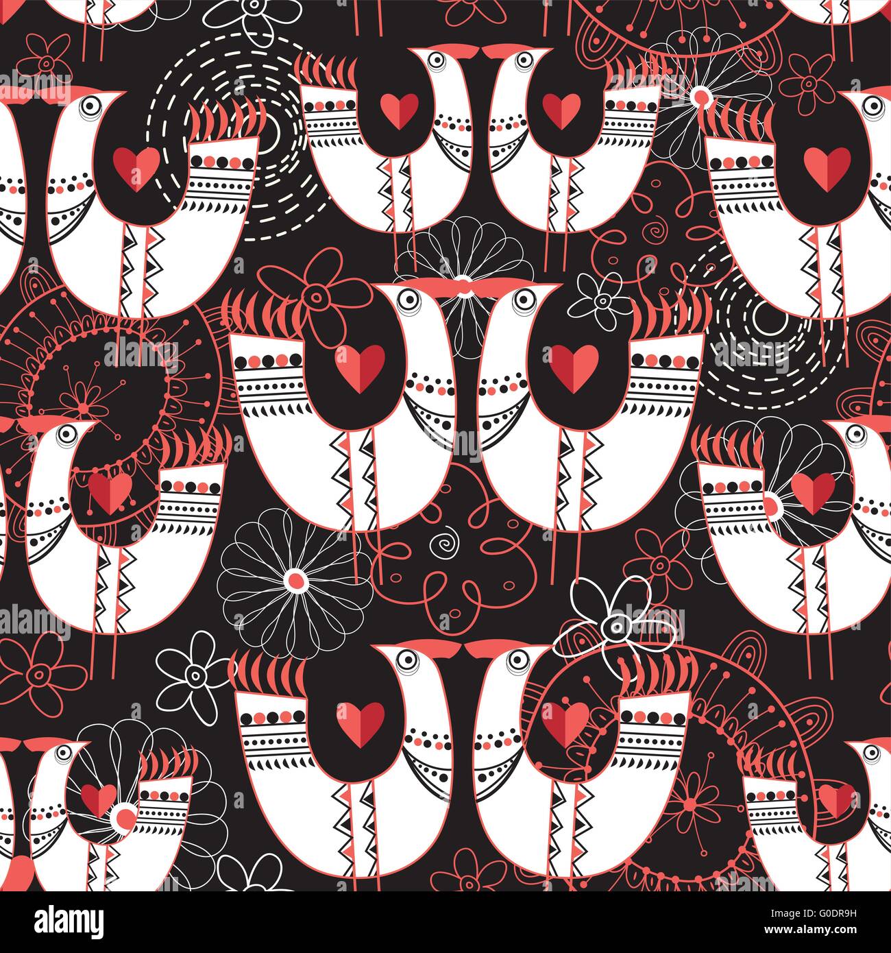 Seamless pattern feathers flowers Stock Vector Images - Alamy