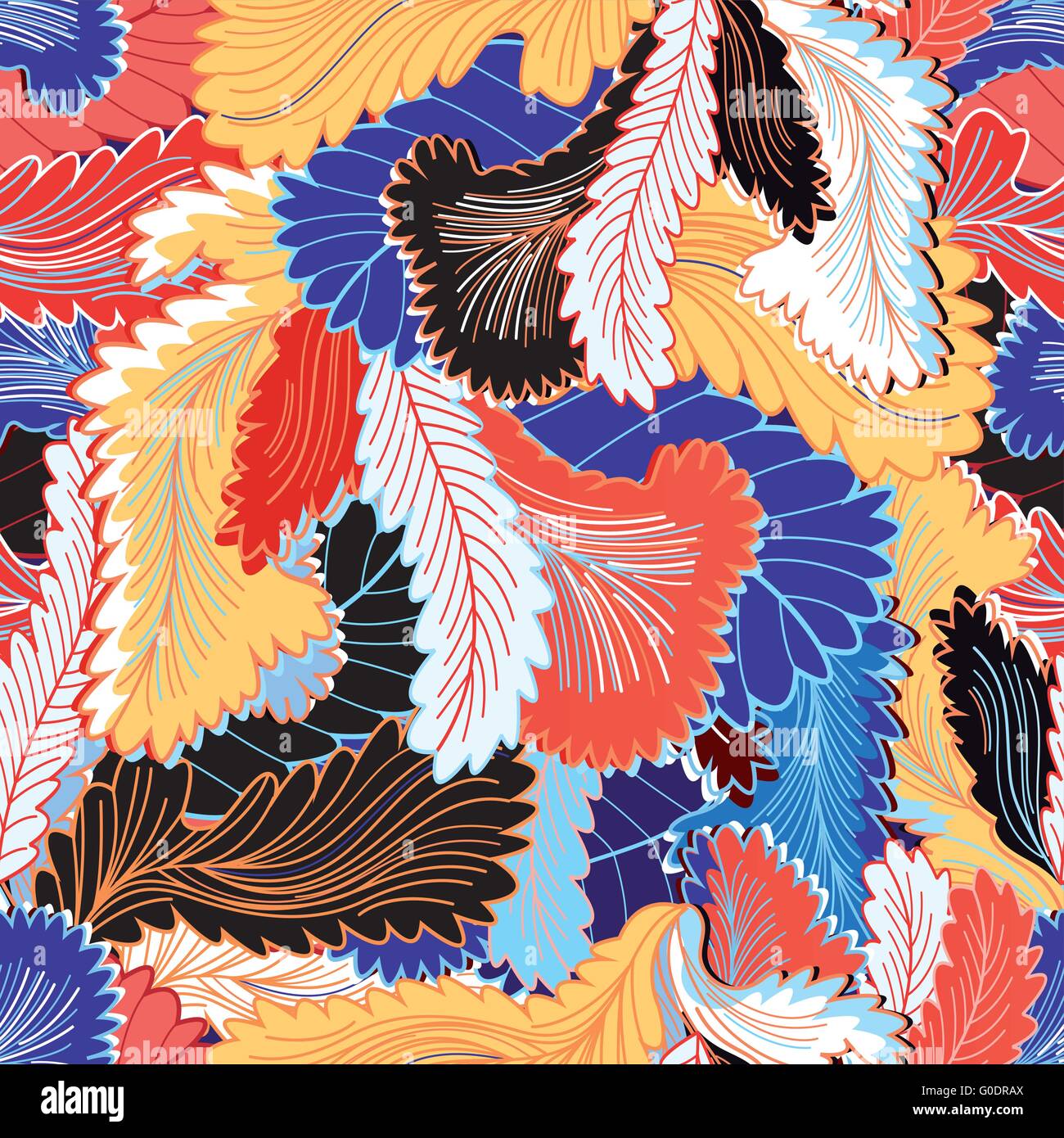 Seamless graphic pattern of leaves and plants Stock Vector Image & Art ...