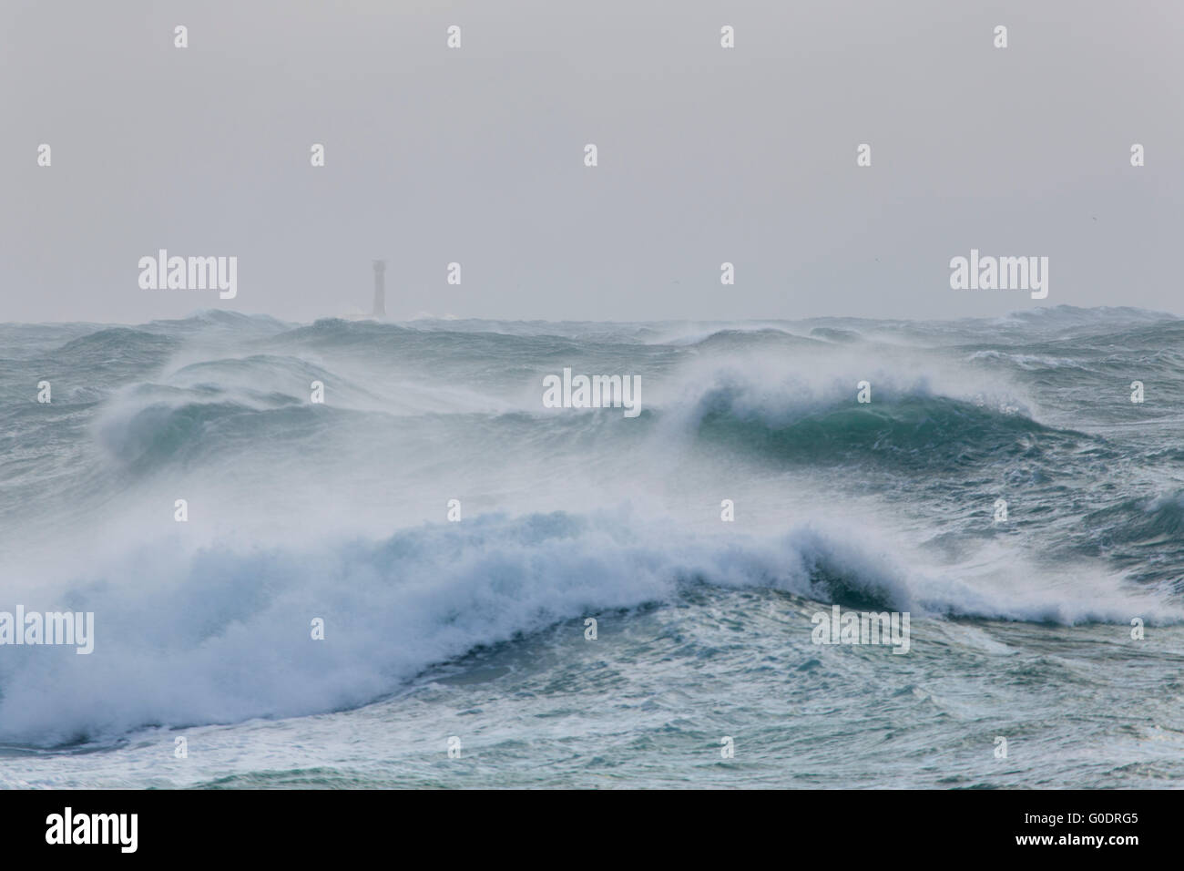 Storm at Sea; Longships Lighthouse; Cornwall; UK Stock Photo - Alamy
