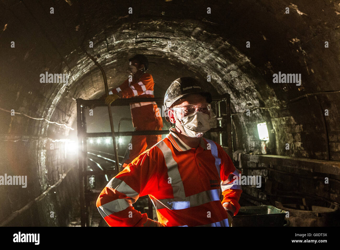 Maintenance workers working on Glasgow Underground Stock Photo - Alamy